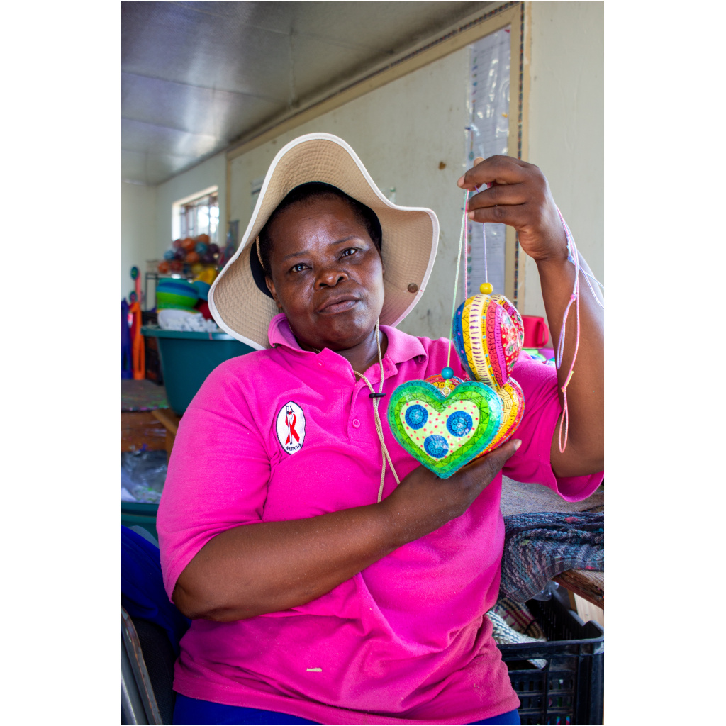 Hand Made & Painted Paper Mache Heart on a String - Crafts of Africa